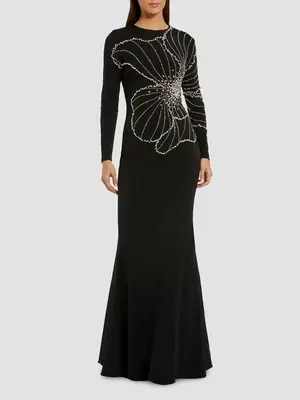 Mac Duggal Beaded Flower Jersey Gown