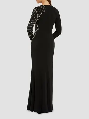 Mac Duggal Beaded Flower Jersey Gown