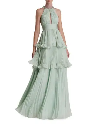 Mac Duggal Prom Chiffon Tiered Gown - Mint