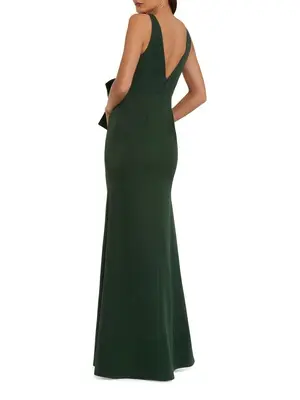 Mac Duggal Bow-detailed Column Dress - Emerald