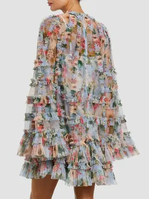Mac Duggal Cocktail Ruffled Floral Tent Dress