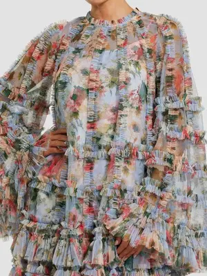 Mac Duggal Cocktail Ruffled Floral Tent Dress