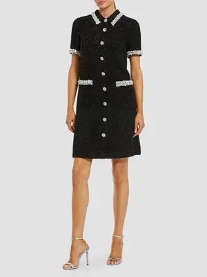 Mac Duggal Bouclé Tweed Shift Mini Dress