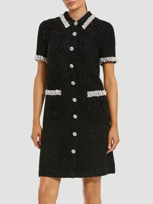 Mac Duggal Bouclé Tweed Shift Mini Dress
