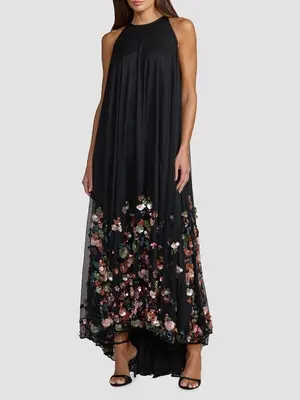 Mac Duggal Sequin Trapeze Sleeveless Gown - Black Multi