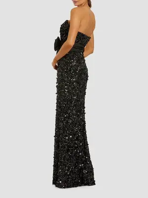 Mac Duggal Bandeau Sequined Column Gown