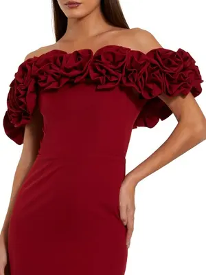 Mac Duggal Off-the-shoulder Crepe Column Gown