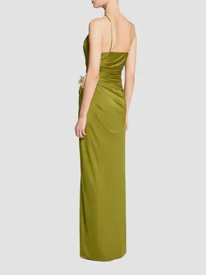 Halston Elin Embellished Jersey Halterneck Gown
