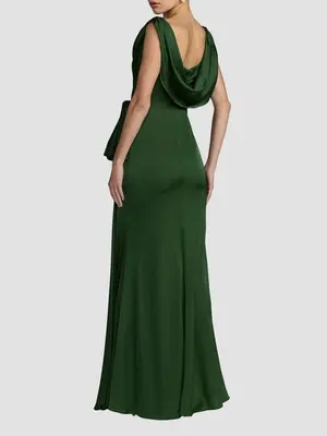 Mac Duggal Charmeuse Sleeveless Cowlneck Gown