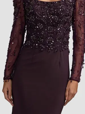 Mac Duggal Beaded Jersey Column Gown - Amethyst