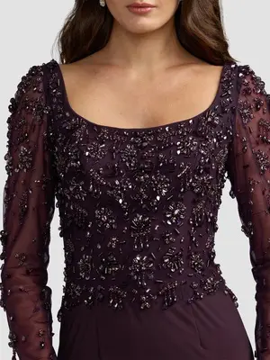 Mac Duggal Beaded Jersey Column Gown - Amethyst