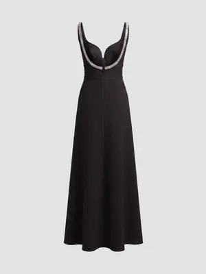 Mac Duggal Crepe Rhinestone-trim Sleeveless Gown