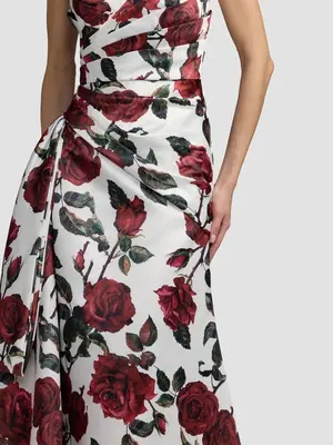 Mac Duggal Floral Satin Strapless Gown