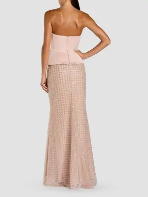 Mac Duggal Sequined Satin Column Gown