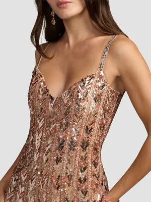Mac Duggal Embellished Mesh Column Gown