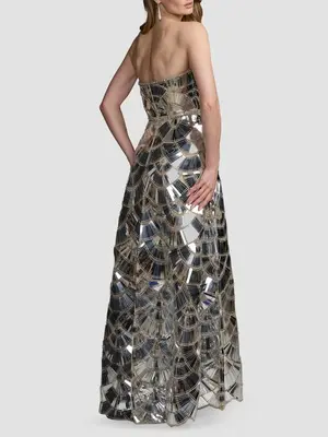 Mac Duggal Strapless Scallop Beaded Rhinestone Ballgown