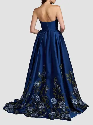 Mac Duggal Embroidered Mikado Strapless Gown