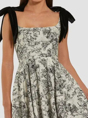 Mac Duggal Brocade Bow A-line Midi-dress