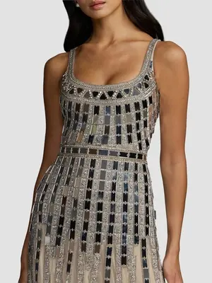 Mac Duggal Mirror Embellished Mesh Gown