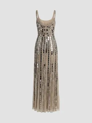 Mac Duggal Mirror Embellished Mesh Gown