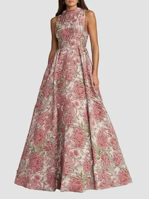 Mac Duggal Floral Brocade Gown - Rose Multi