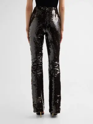 LAQUAN SMITH Sequin High-rise Flared Pants