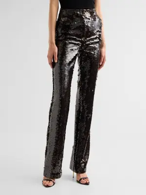LAQUAN SMITH Sequin High-rise Flared Pants