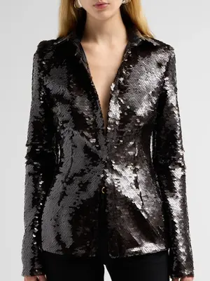 LAQUAN SMITH Sequin Button-up Blouse