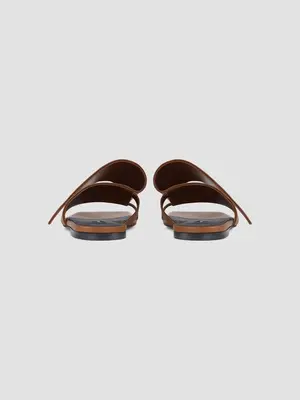 Givenchy Sliced Square Flat Sandals In Leather - Tan