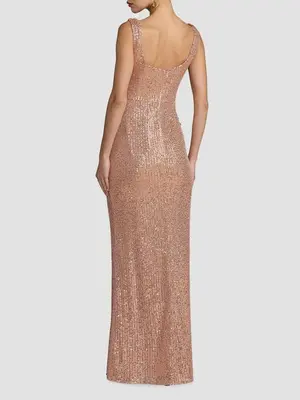Mac Duggal 3d Flower Sequin Column Gown