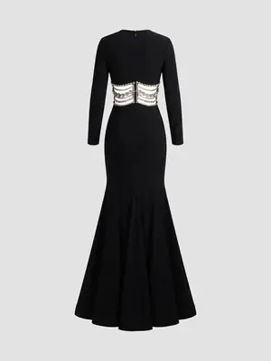 Mac Duggal Crystal-embellished Sheer Jersey Trumpet Gown