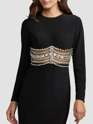 Mac Duggal Crystal-embellished Sheer Jersey Trumpet Gown