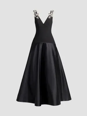 Mac Duggal Embellished Crepe & Satin Ball Gown - Black