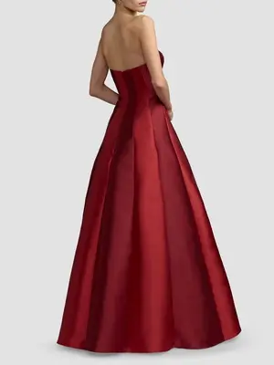 Mac Duggal Mikado Striped Strapless A-line Gown