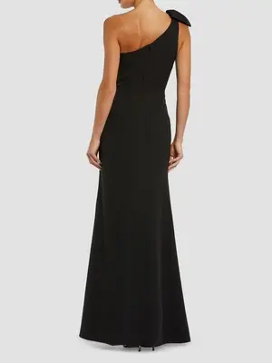 Mac Duggal Petite Bow-detail Crepe One-shoulder Gown