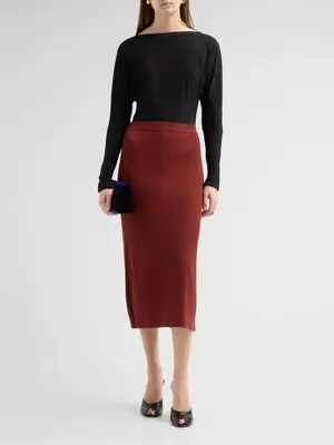 Prabal Gurung Rib Knit Midi Skirt