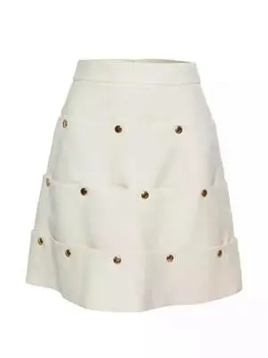 LOUIS VUITTON Snap-button Wool Mini Skirt - Neutrals