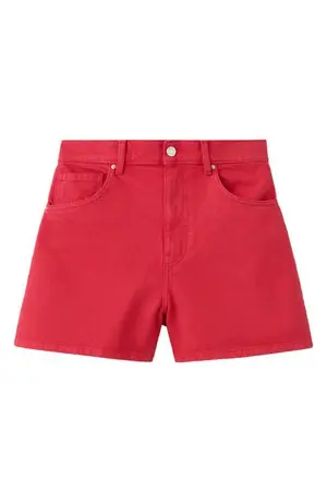 Mango High Waist Denim Shorts - Red