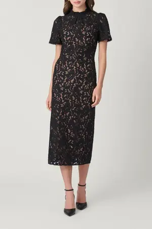 Shoshanna Corded Lace Wells Dress - Jet