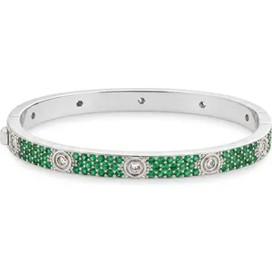 Sterling Forever Lumire 14k Plated Emerald Cubic Zirconia Bangle - Silver