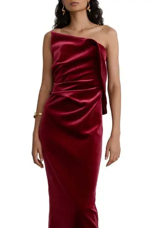 REISS Dasha Strapless Velvet Midi Dress