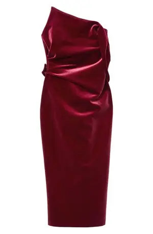 REISS Dasha Strapless Velvet Midi Dress