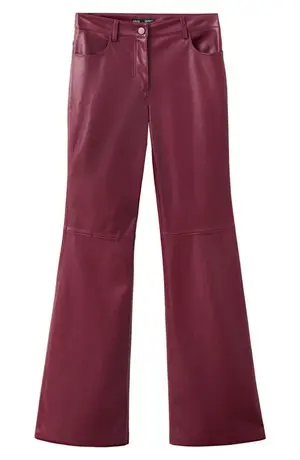 Mango Faux Leather Flare Pants - Red