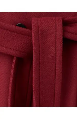 Mango Sirenita Belted Wool Blend Coat - Red