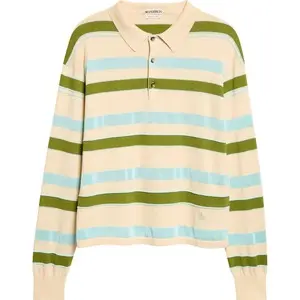 JW Anderson Textured Stripe Long Sleeve Rugby Polo - Ivory