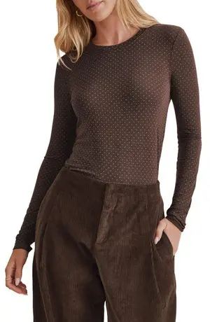 Splendid Print Top - Java Brown/grey