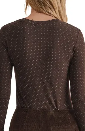 Splendid Print Top - Java Brown/grey