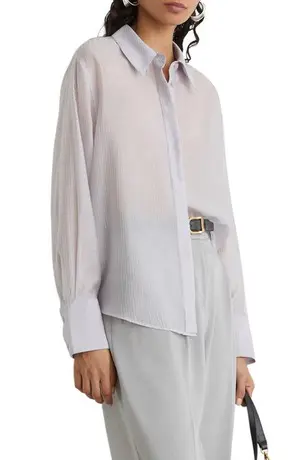 REISS Ally Long Sleeve Button Shirt - Blue