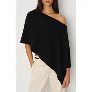 REFORMATION Alden Cashmere Poncho - Black