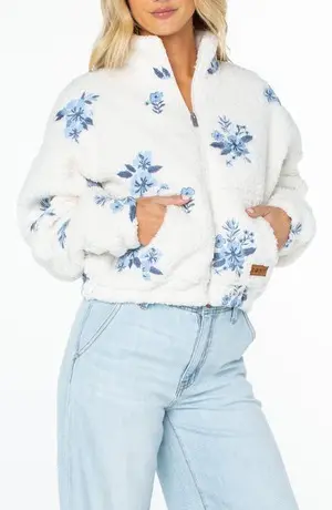 Roxy Embroidered High Pile Fleece Jacket